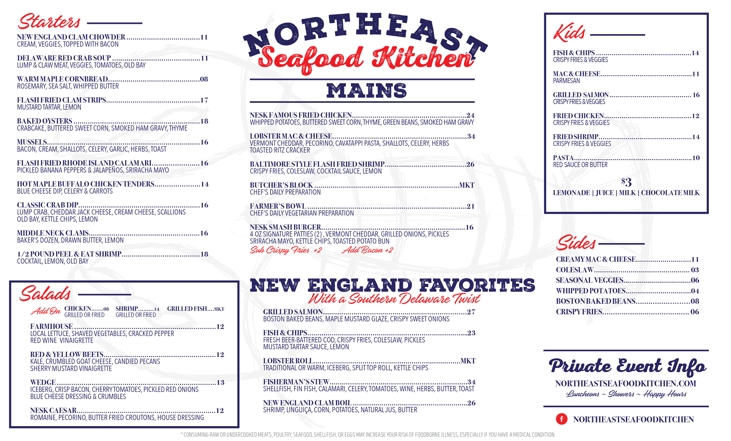 Menu | Seafood in Ocean View | Northeast Seafood Kitchen