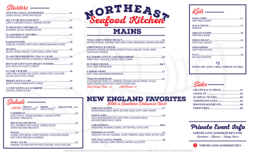 Menu | Seafood in Ocean View | Northeast Seafood Kitchen