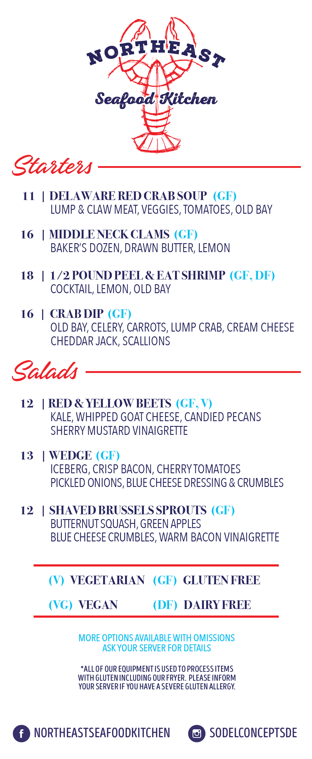 Menu | Seafood in Ocean View | Northeast Seafood Kitchen
