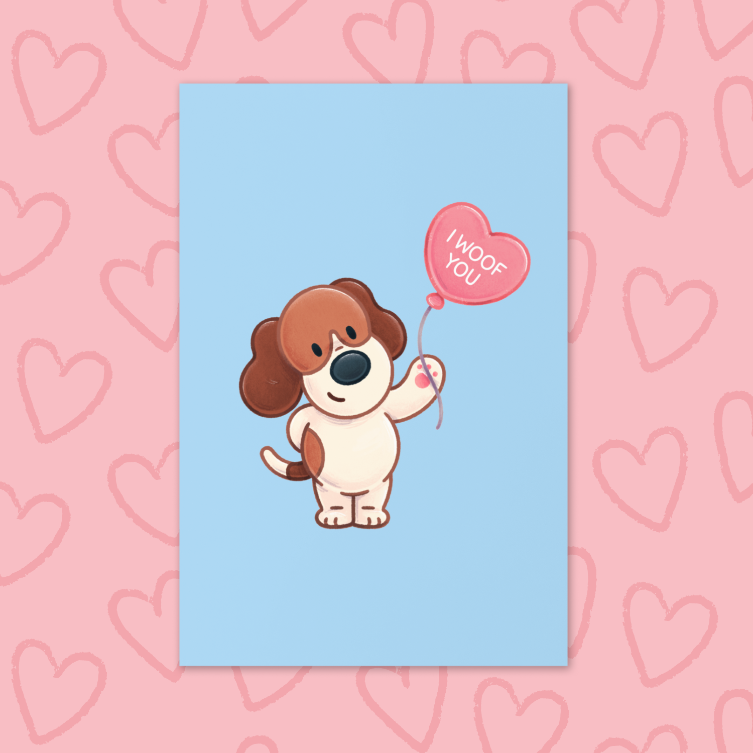 Beagle Buddies “I WOOF YOU” - Valentine's Greeting Card — Rhi Sanderson
