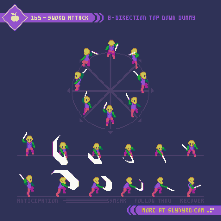 Pixelblog - 56 - Top Down Character Attack Animation — SLYNYRD