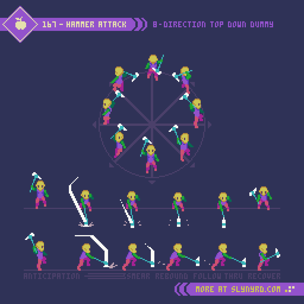 Pixelblog - 56 - Top Down Character Attack Animation — SLYNYRD