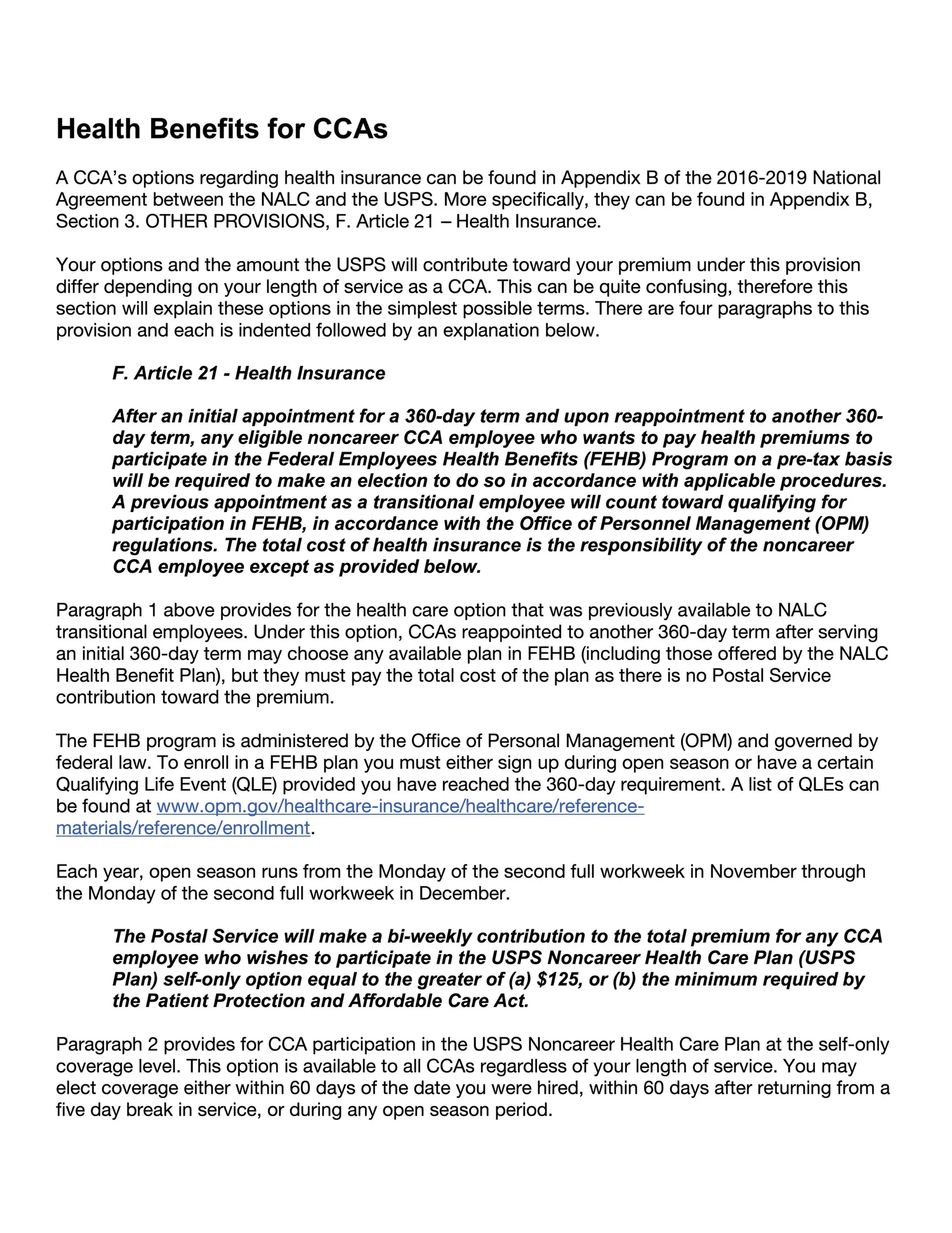 CCA & PTF Resources — NALC Buckeye Branch 78 Columbus Ohio