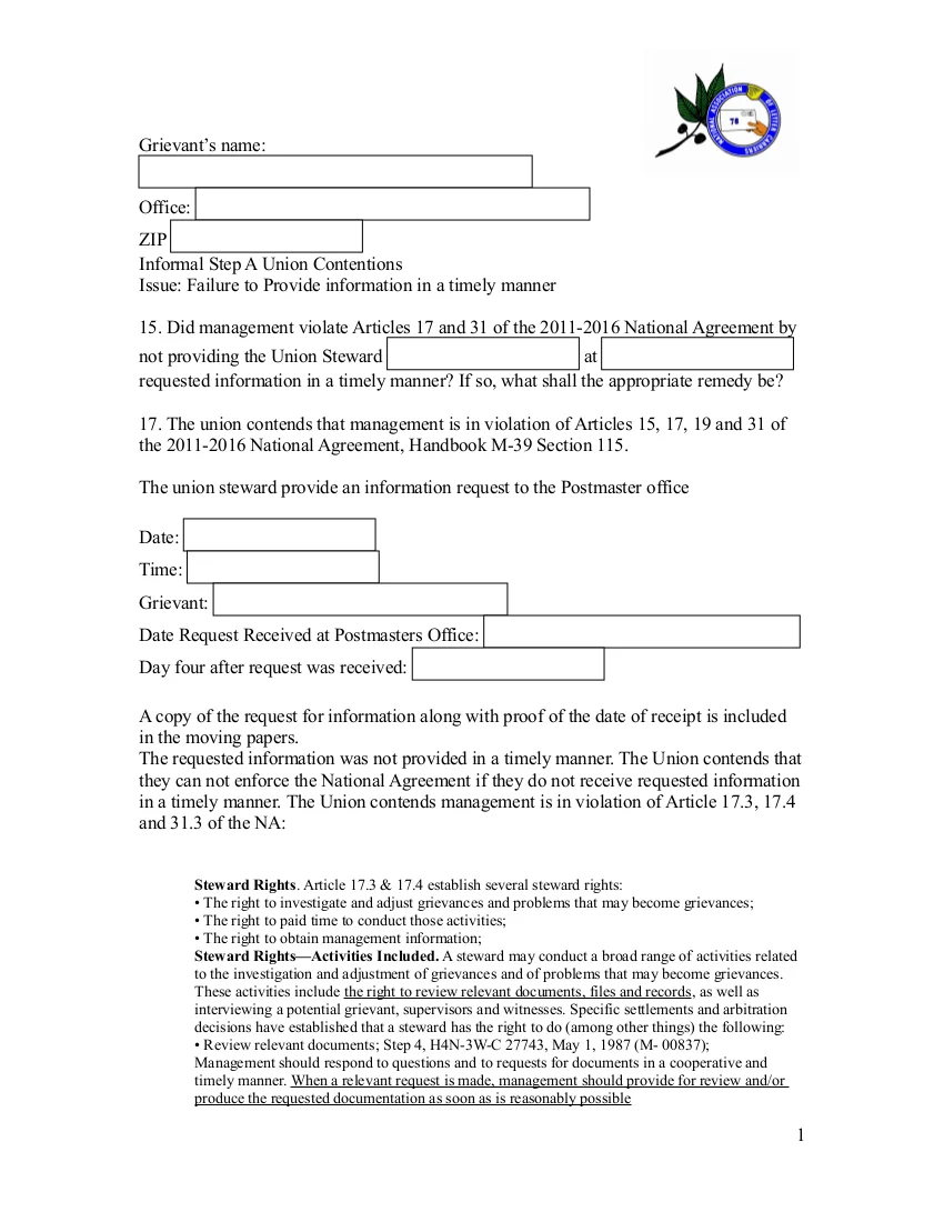 Stewards — NALC Buckeye Branch 78 Columbus Ohio