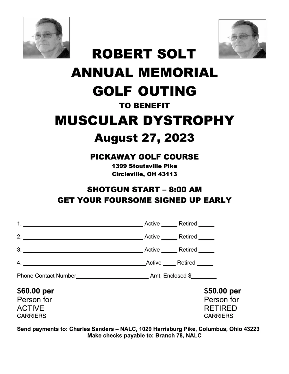 Robert Solt Memorial Golf Outing — NALC Buckeye Branch 78 Columbus Ohio