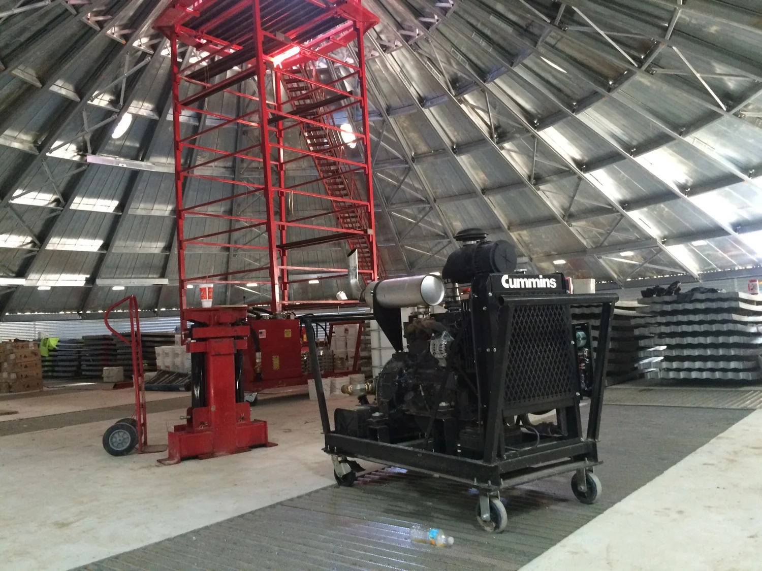 Roof Support Tower With Rolling Stairway — Bainter Construction