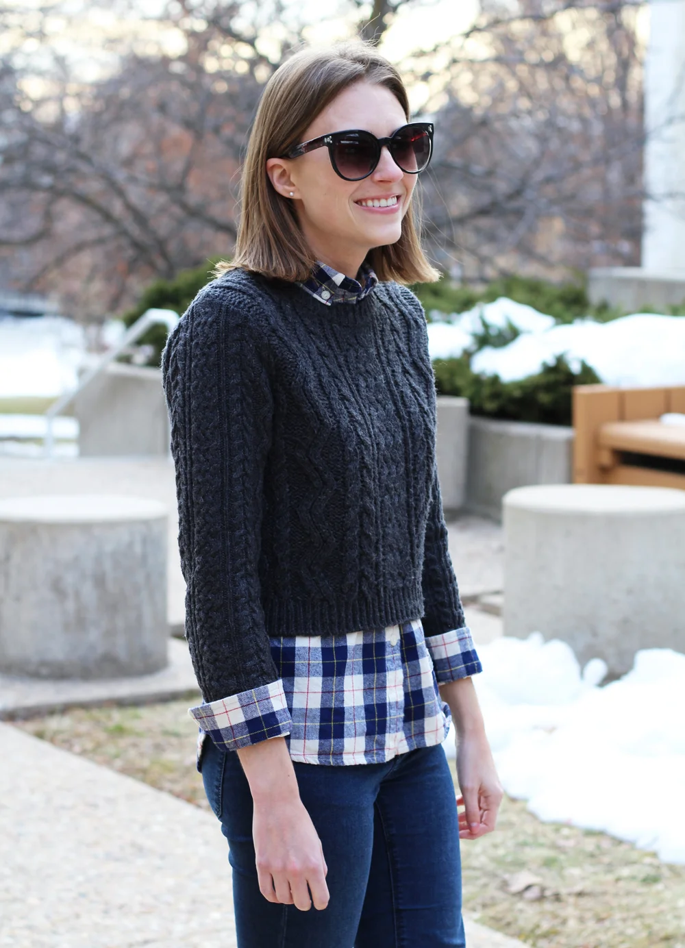 Flannel shirt with sweater online