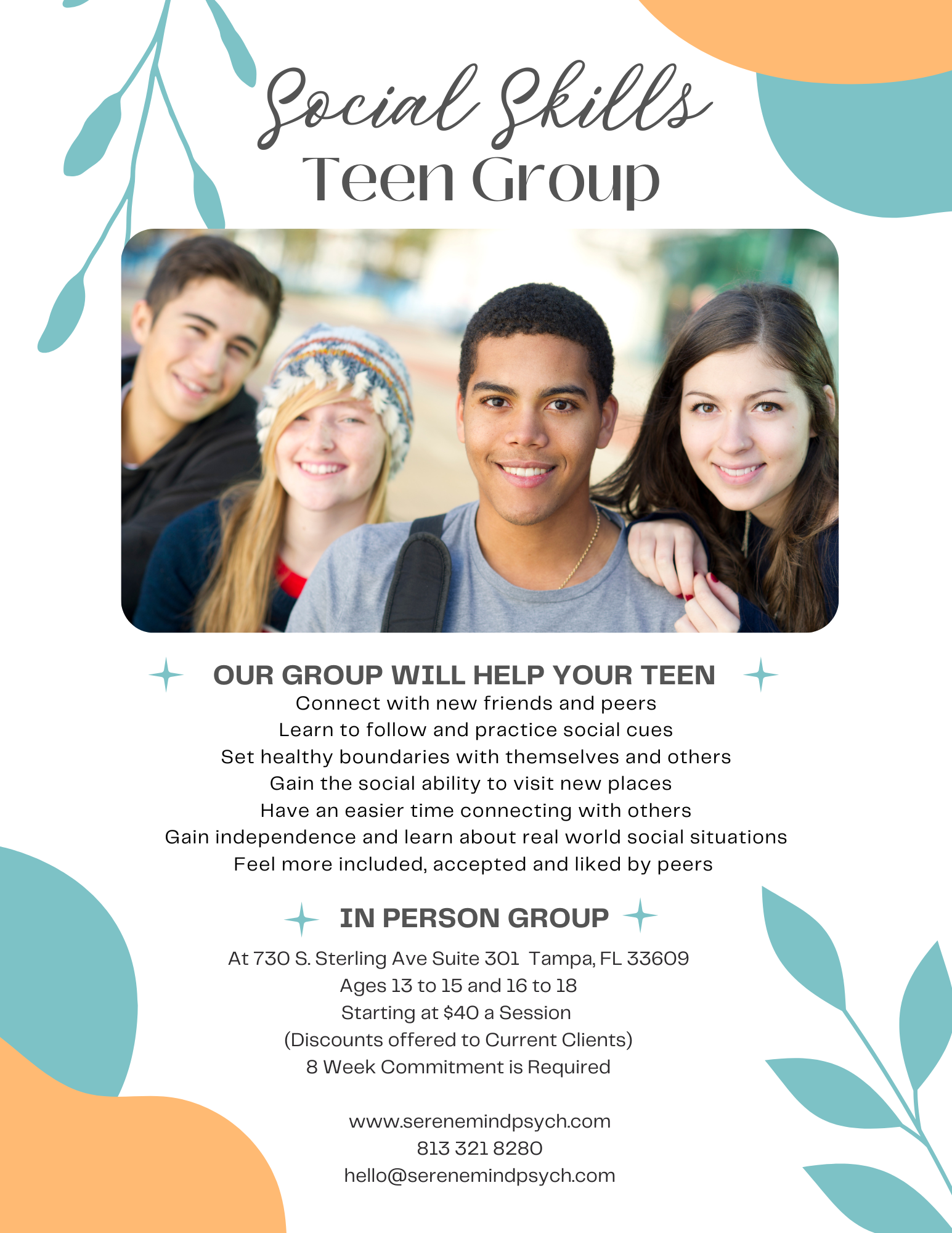 Teen Social Skills Group — Serene Mind Counseling + Evaluations | Tampa ...
