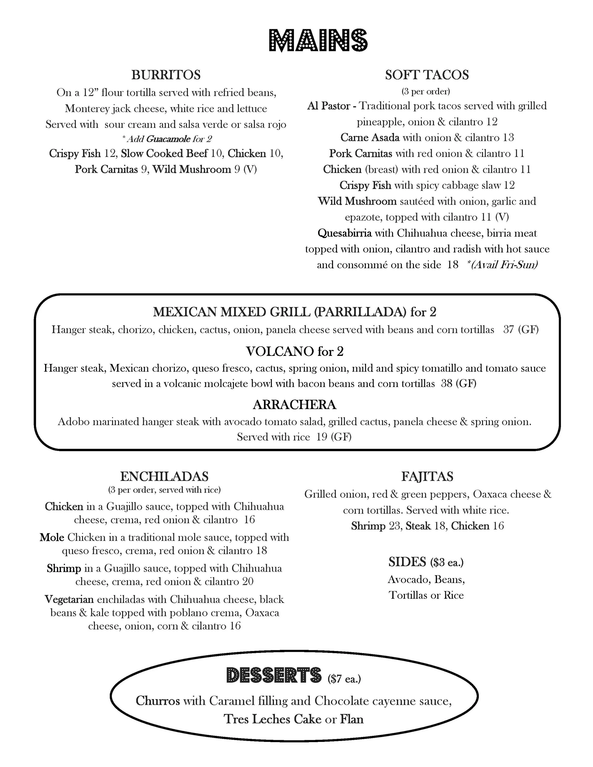 Menu — Lucha Cartel
