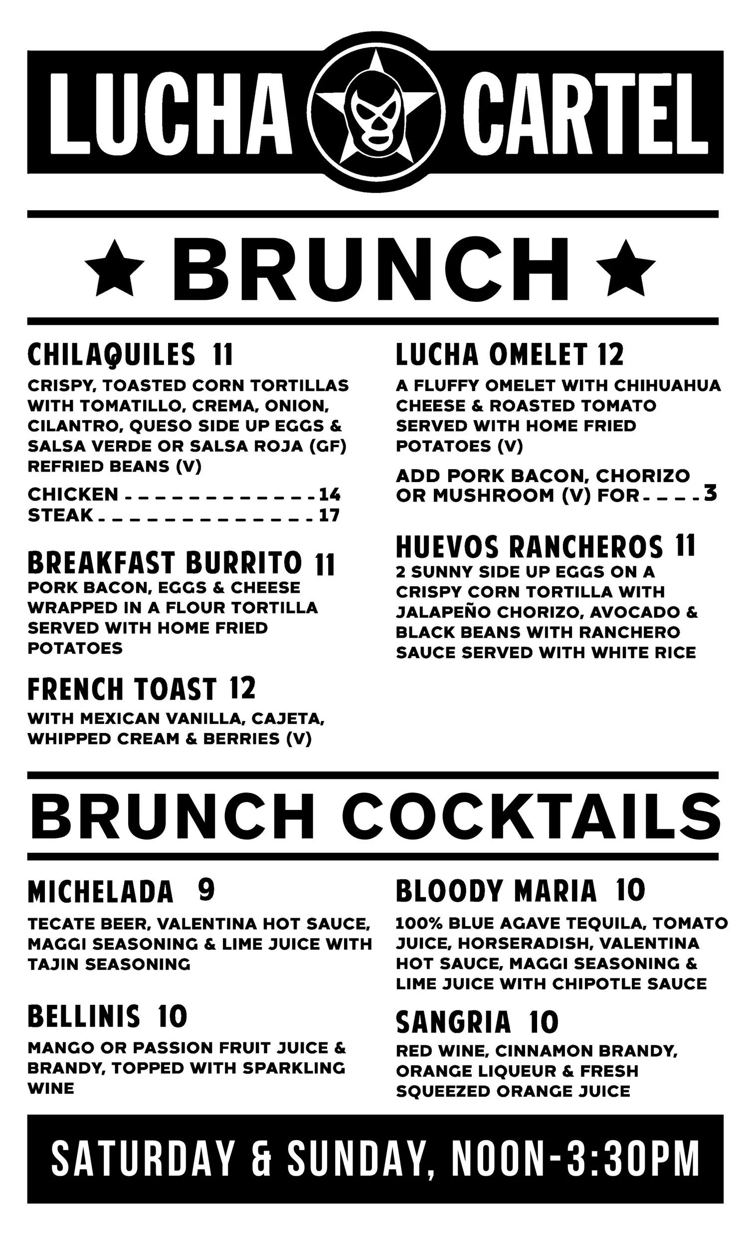 Menu — Lucha Cartel