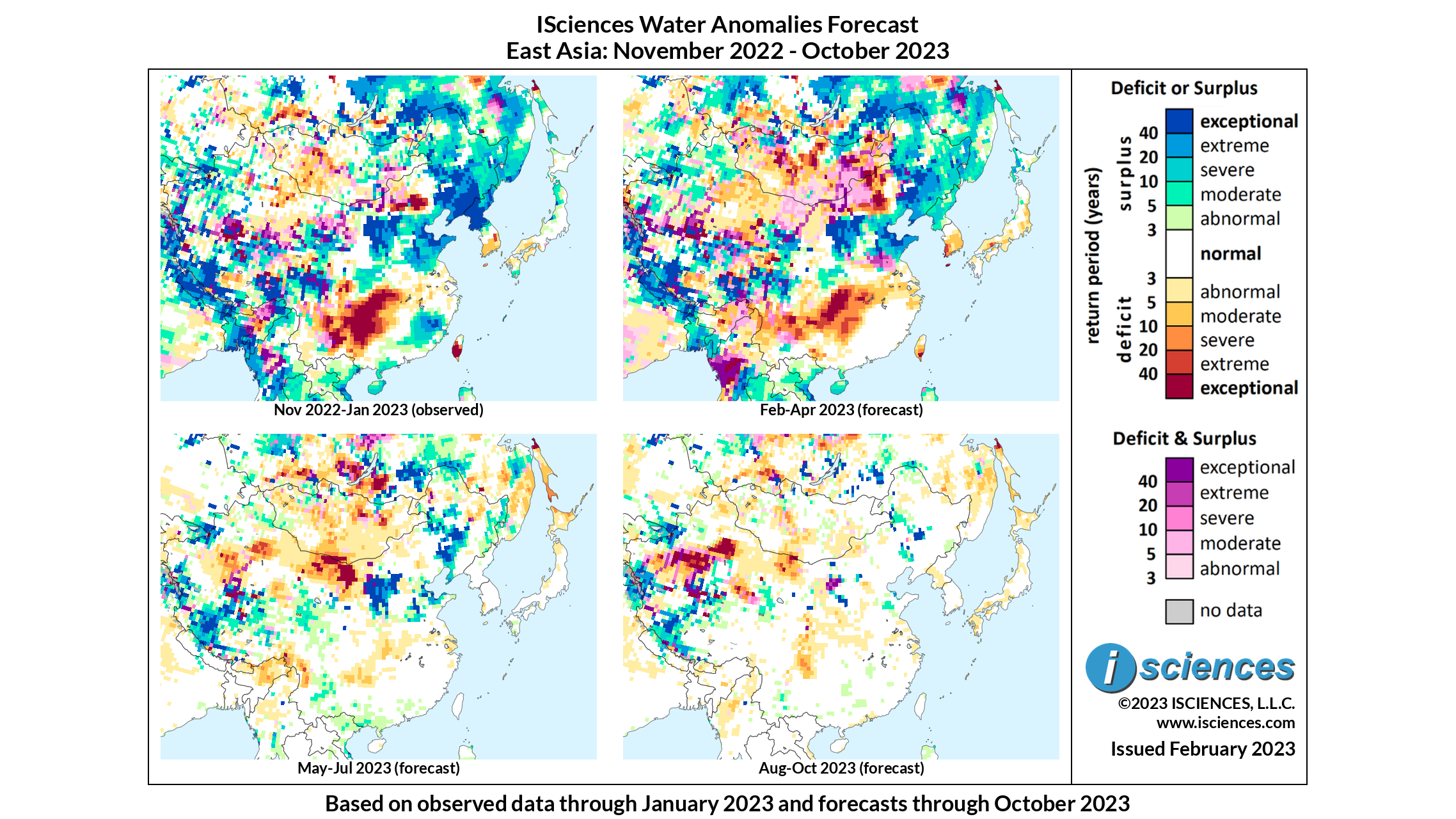 East Asia: Water deficits in Inner Mongolia, W and Central China ...