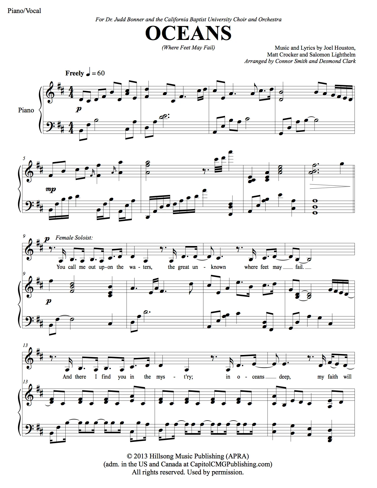 Hillsong United Oceans Sheet Music