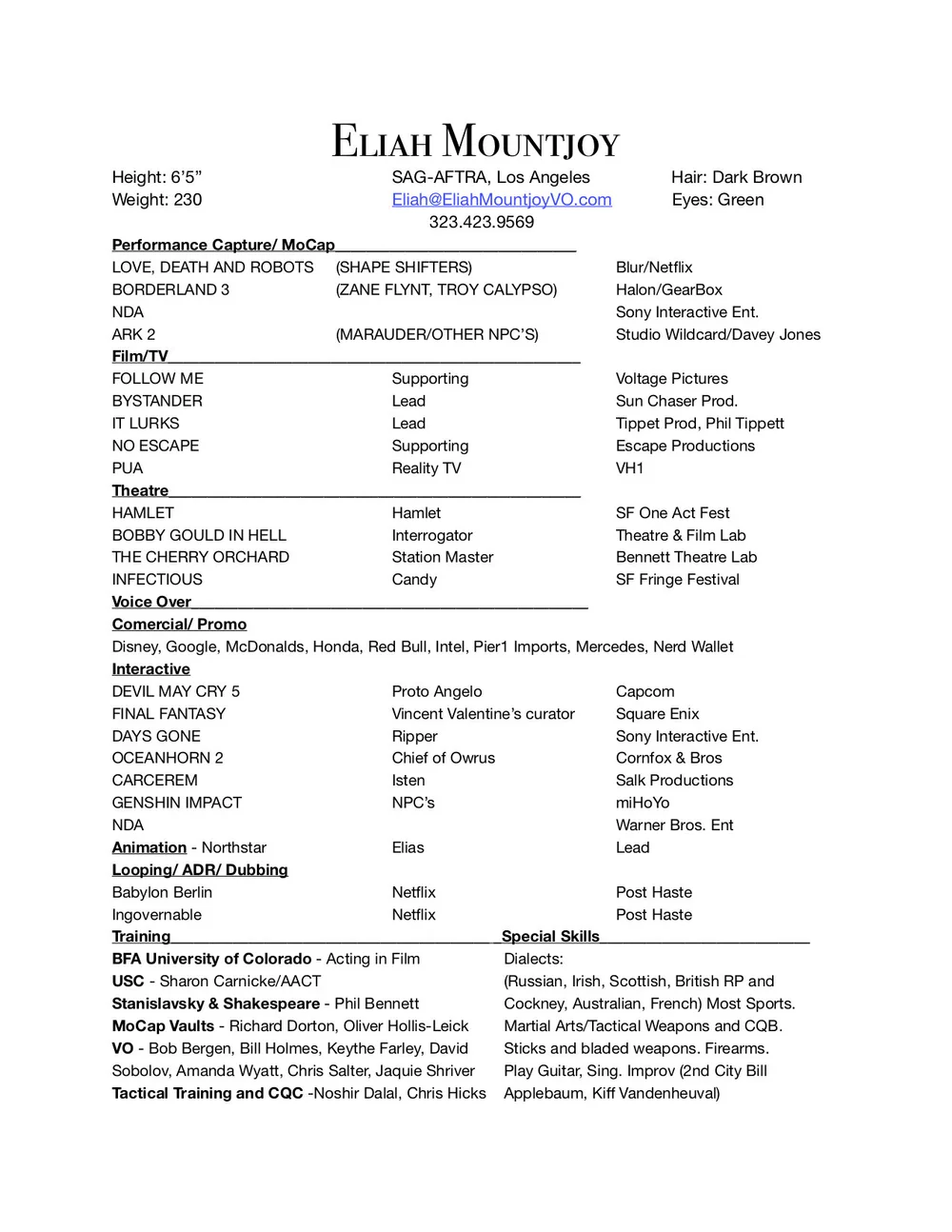 Eliah Mountjoy voiceover actor