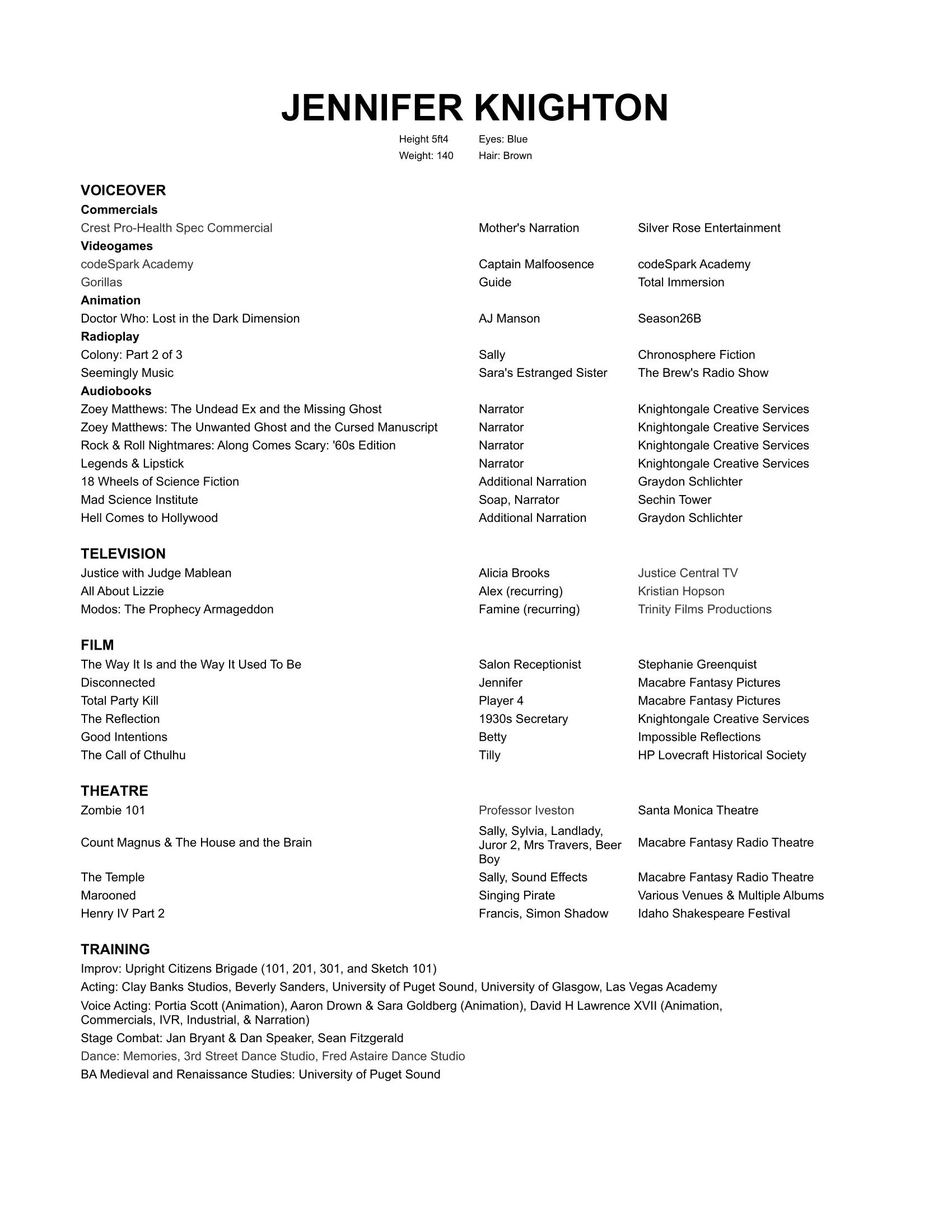 Resume — Jennifer Knighton