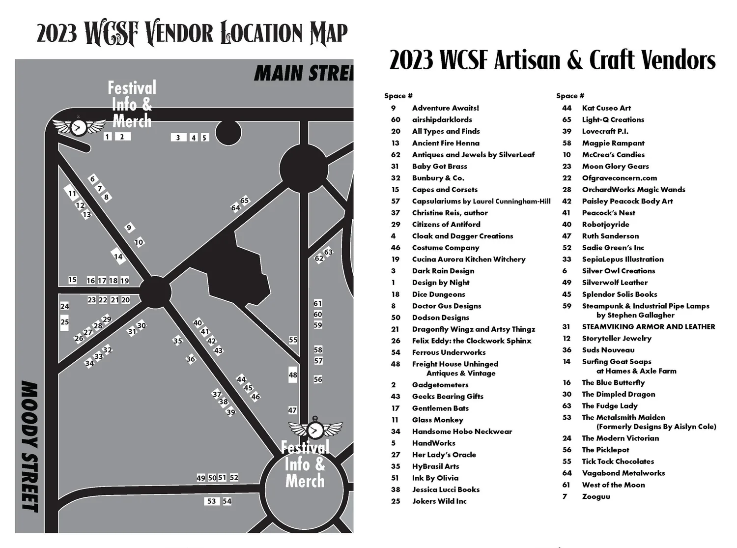 2023 WCSF Vendor Map — Watch City Steampunk Festival
