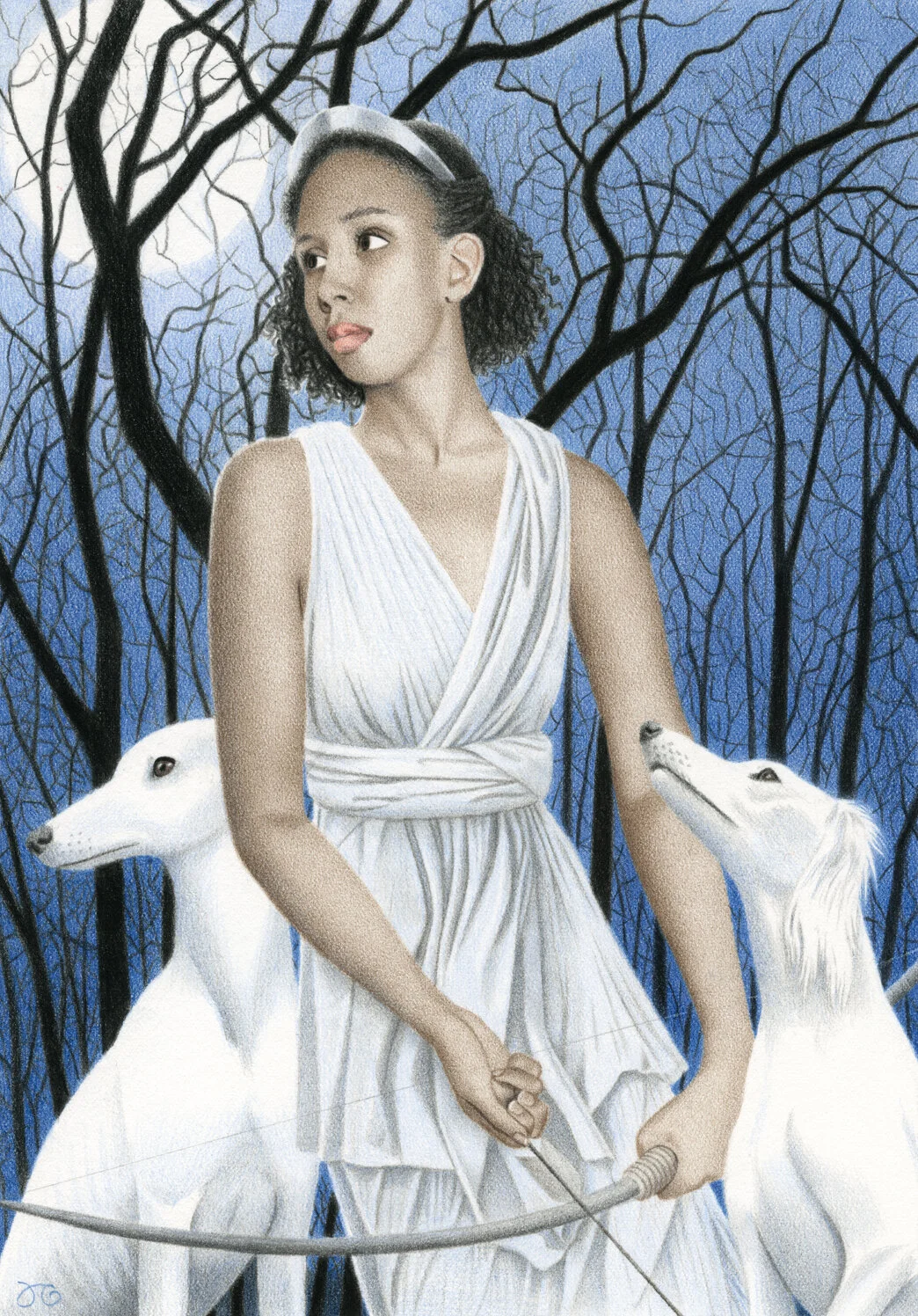 Artemis and Her Hounds, original drawing — Julia Griffin