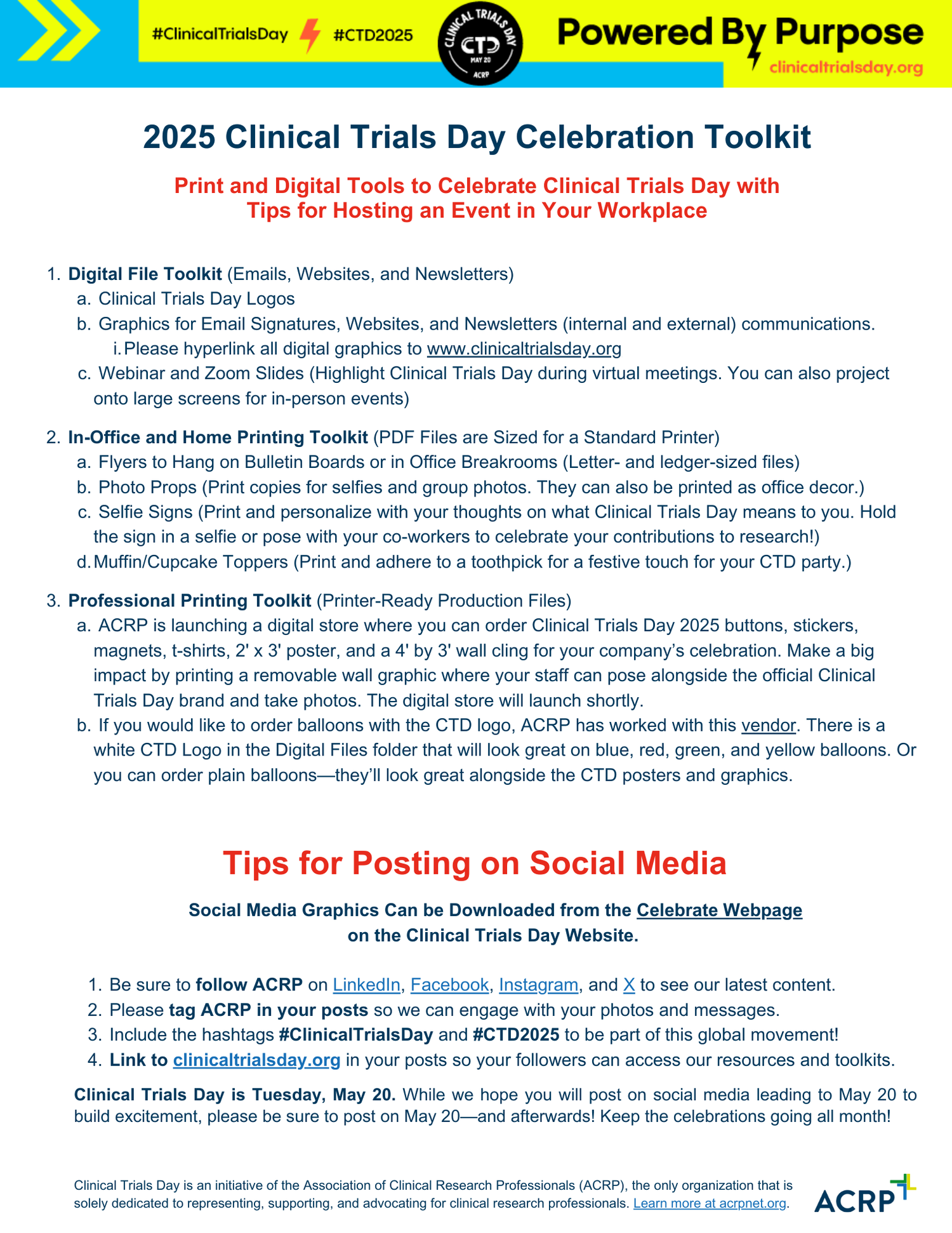 Celebration Kits — Clinical Trials Day