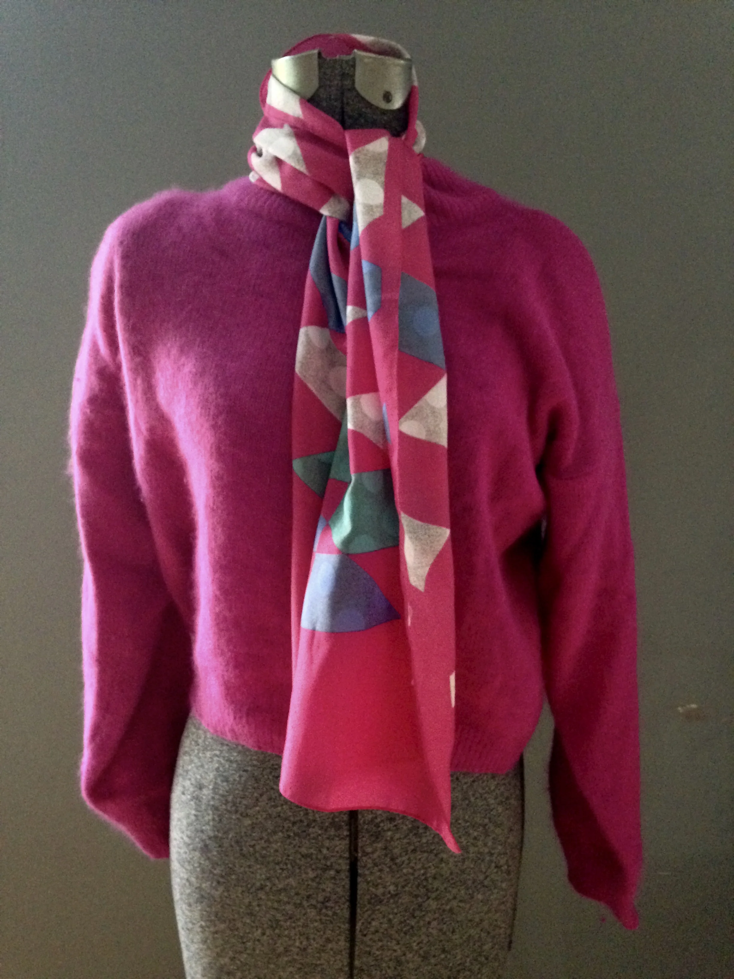 vintage pink patterned French scarf $24 - accessories - bright lights ...