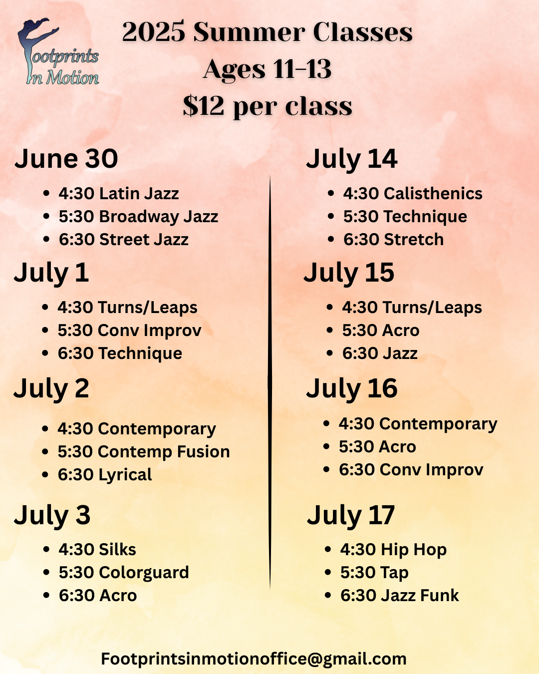 Classes — Footprints In Motion