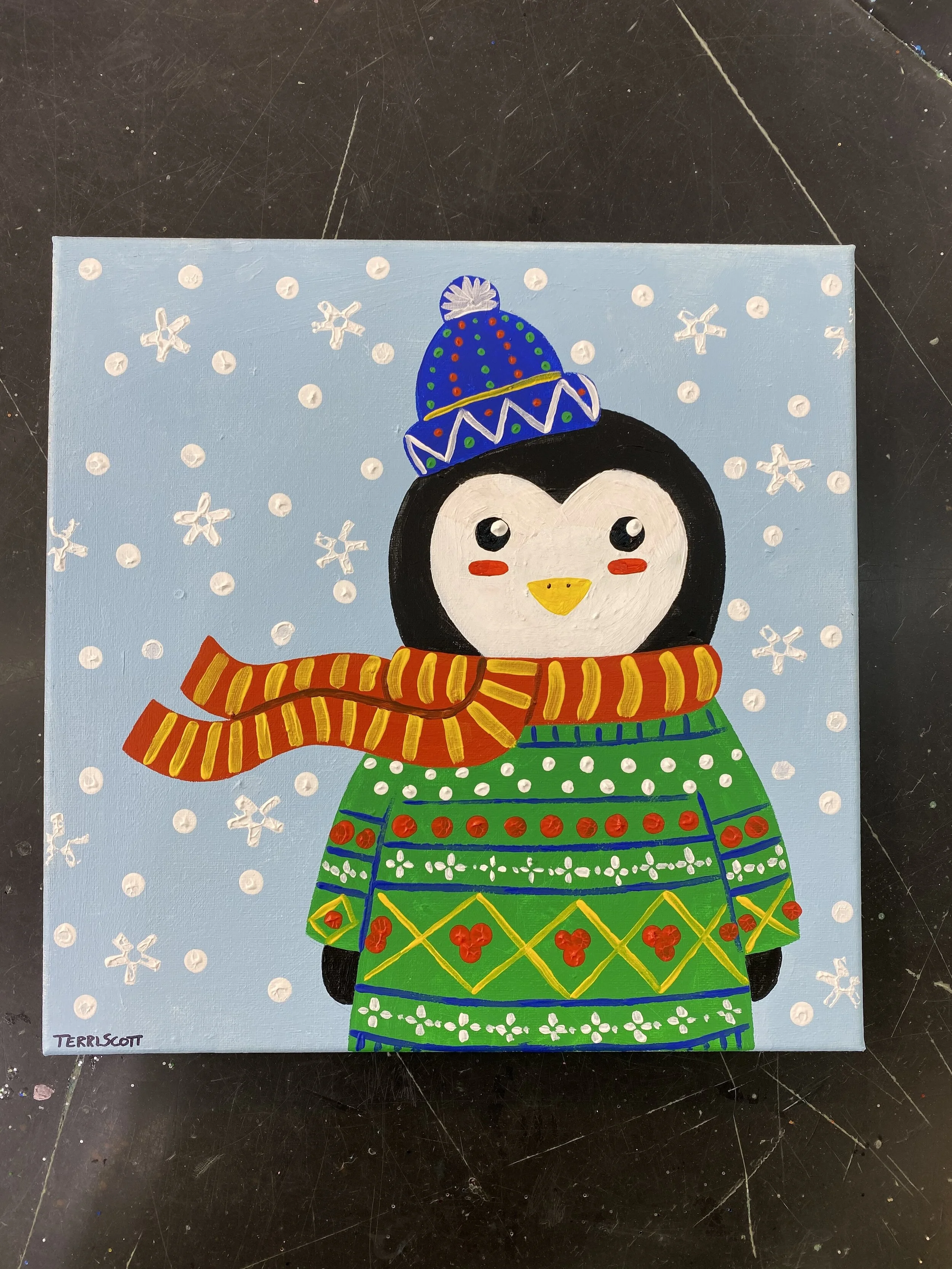 Winter Penguin Painting — The Art Project