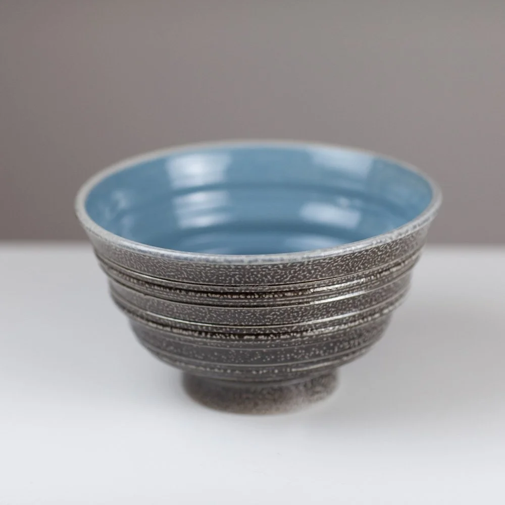 Scorched Black and White Small Shallow Vessel with Dimpled Stone by ...