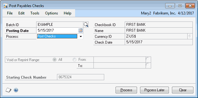 Printing Partial Checks in Dynamics GP