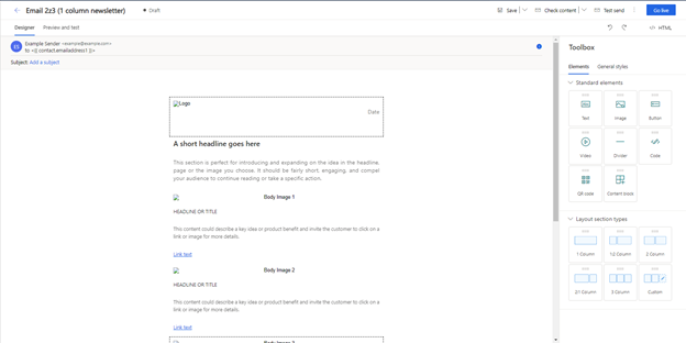 A breakdown of the new email designer experience in Dynamics 365 Marketing