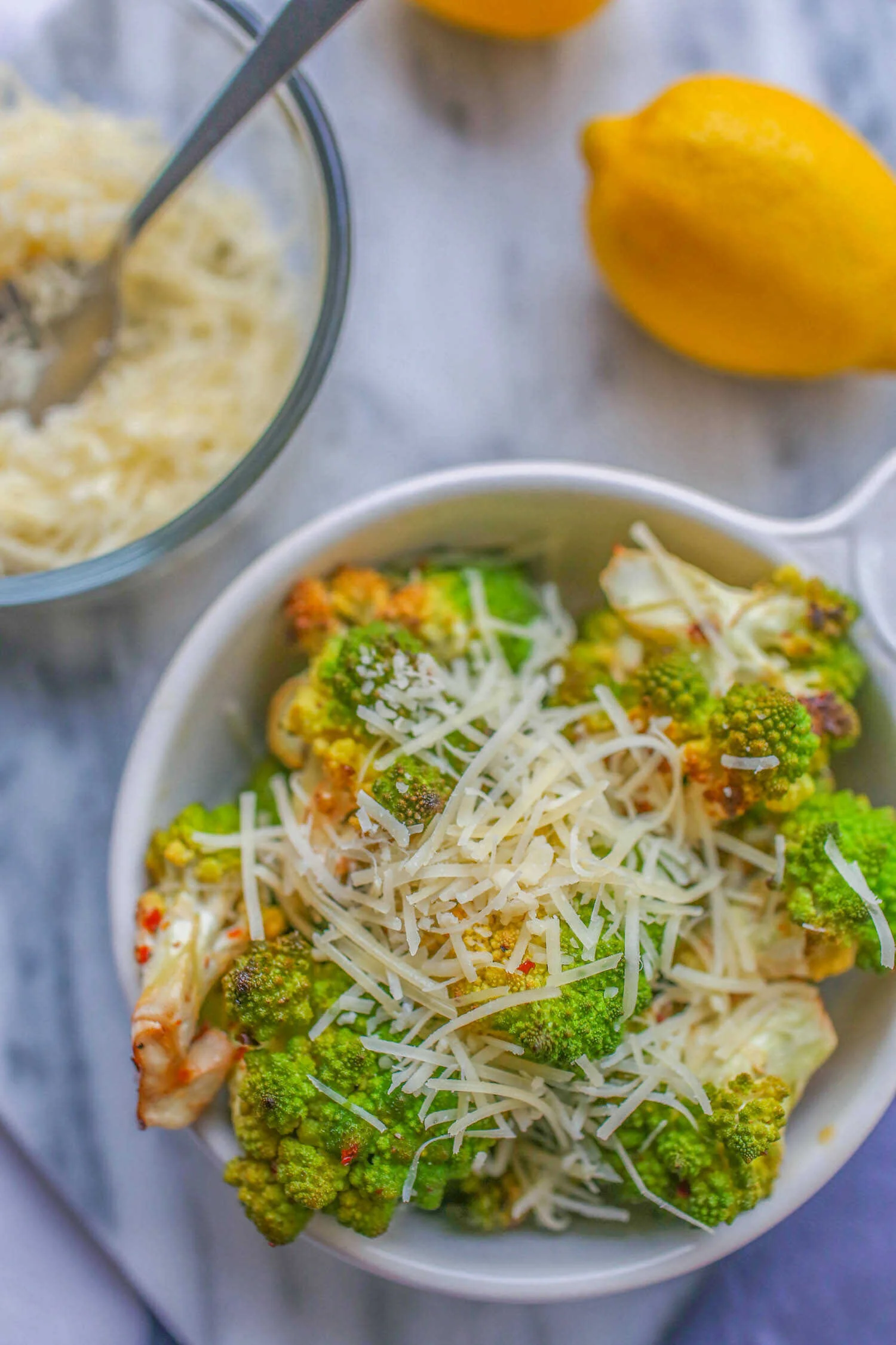 Roasted Romanesco with Parmesan and Olive Oil