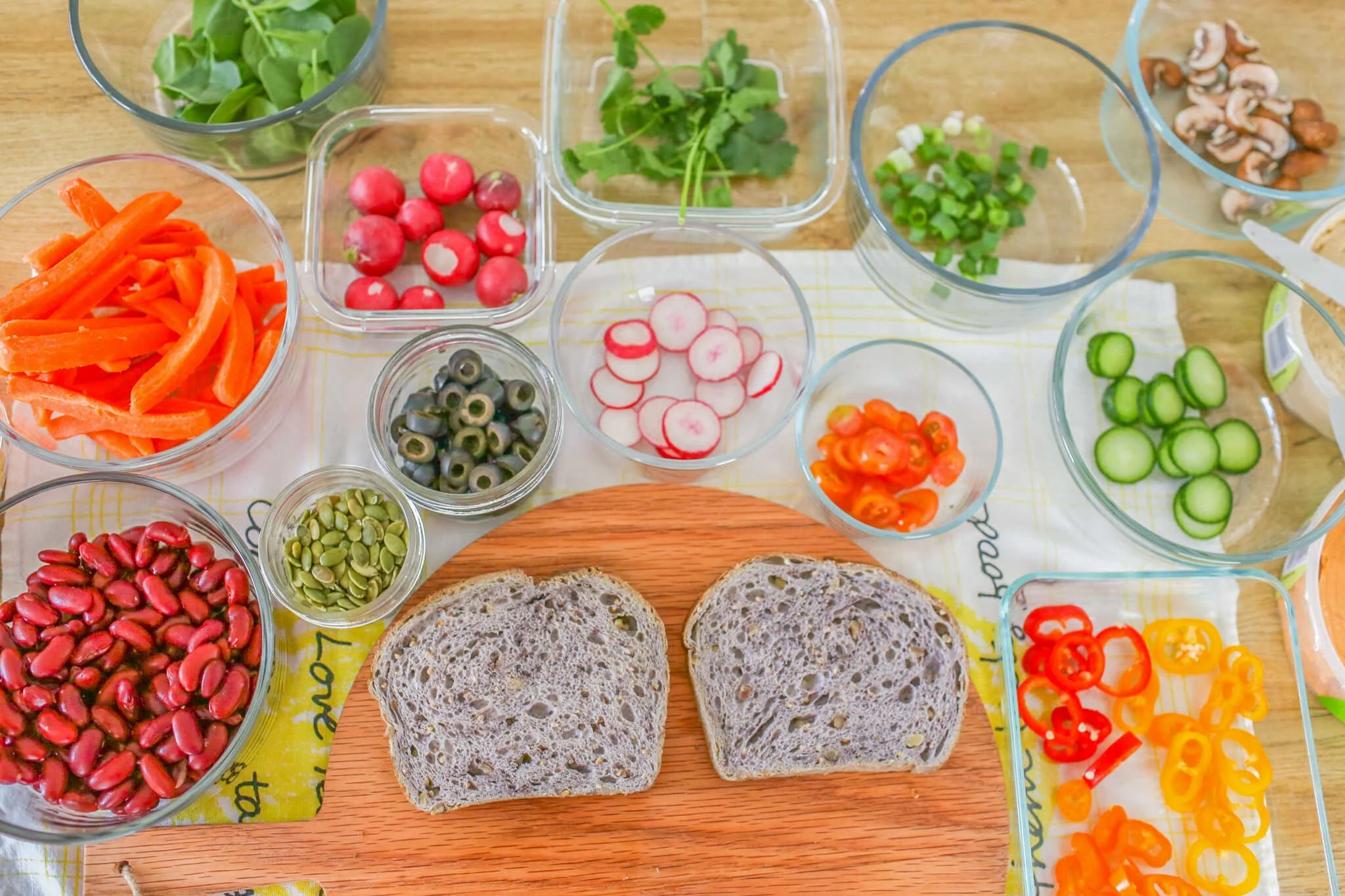 Vegan Garden Toast with Hummus and Fresh Veggies