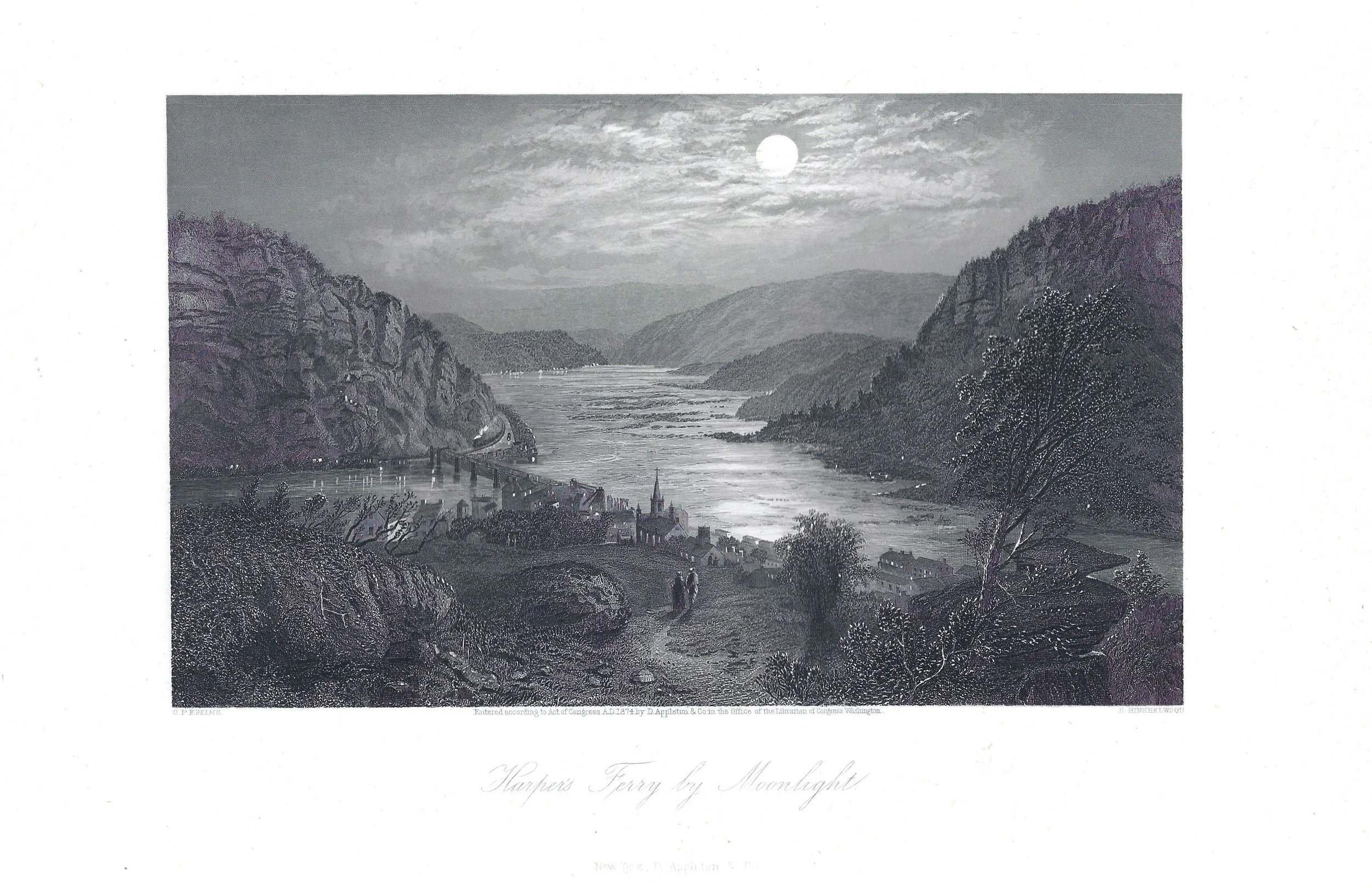 WV - Harper's Ferry by Moonlight - Picturesque America 1874 — Pageant ...