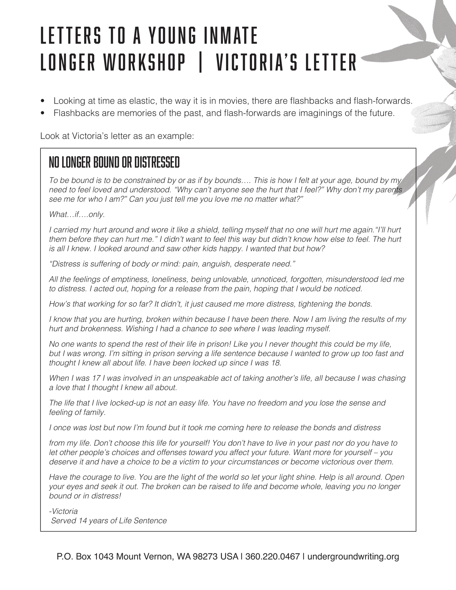 Letters to a Young Inmate — Underground Writing