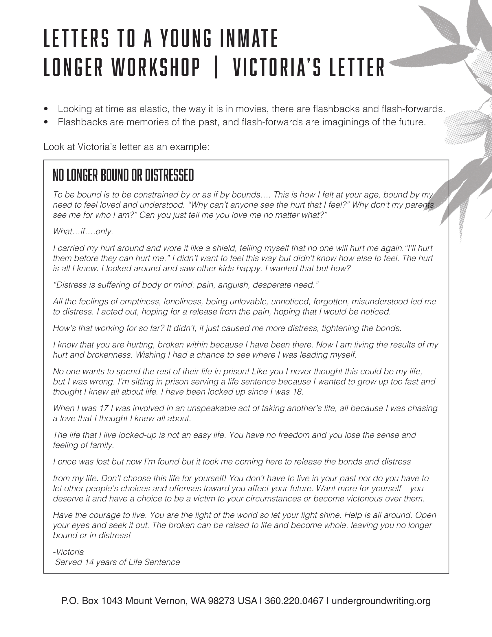 Letters to a Young Inmate — Underground Writing