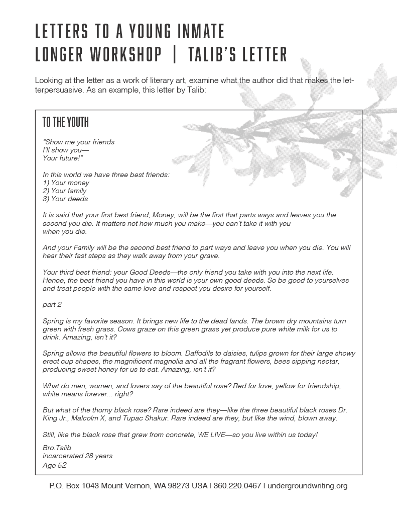 Letters to a Young Inmate — Underground Writing