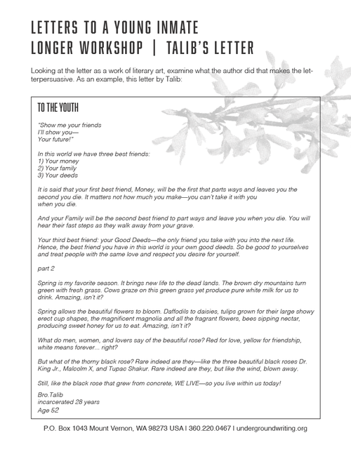 Letters to a Young Inmate — Underground Writing