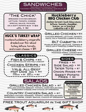 Huck's Grill Menu — St. Regis Travel Center