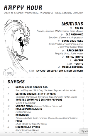 Menus — Hudson House