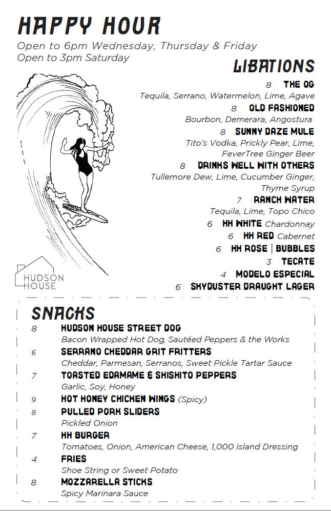 Menus — Hudson House