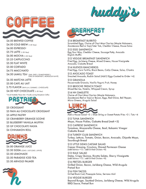 Menus — Hudson House