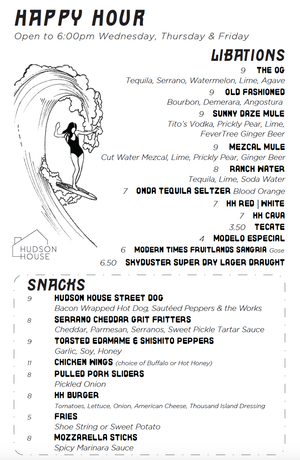 Menus — Hudson House