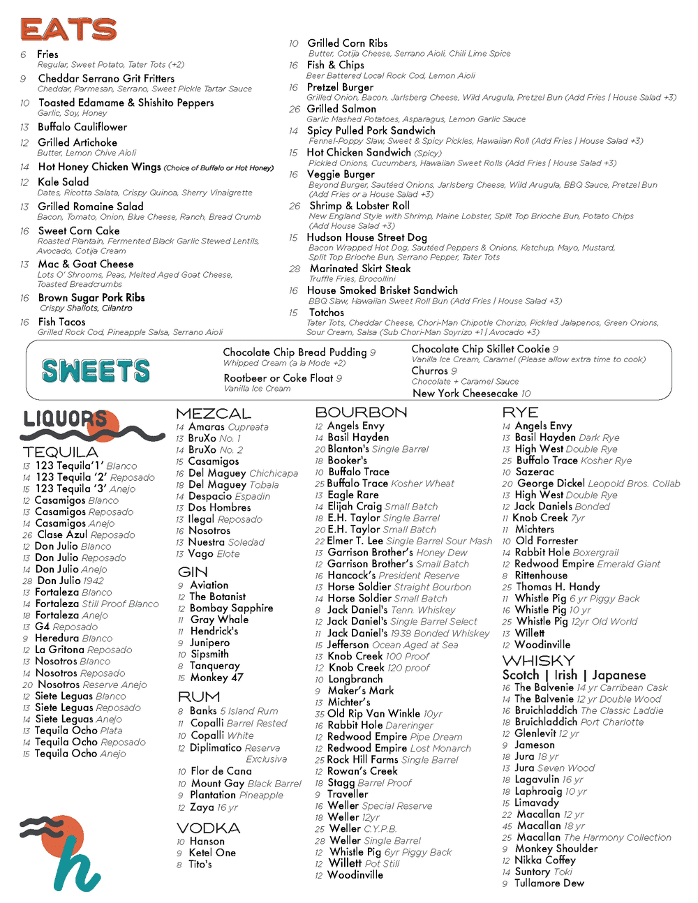 Menus — Hudson House