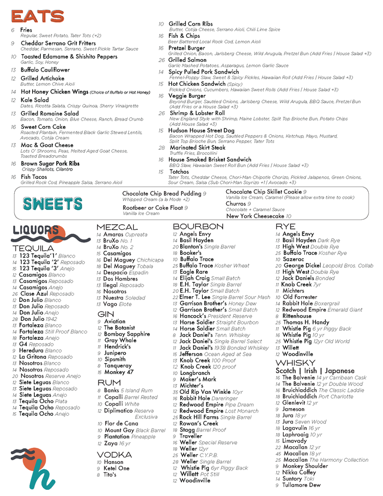 Menus — Hudson House