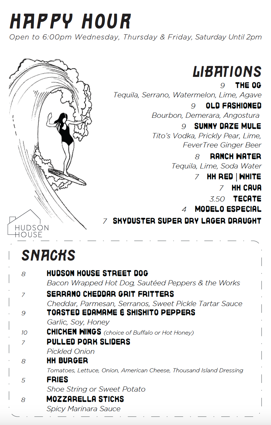Menus — Huddy's