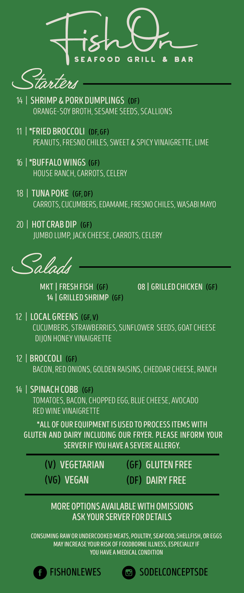 See Our Menu | Seafood in Lewes, DE | Fish On