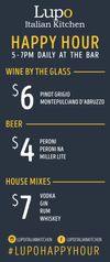 Call-in Menu | Lupo Italian Kitchen in Rehoboth