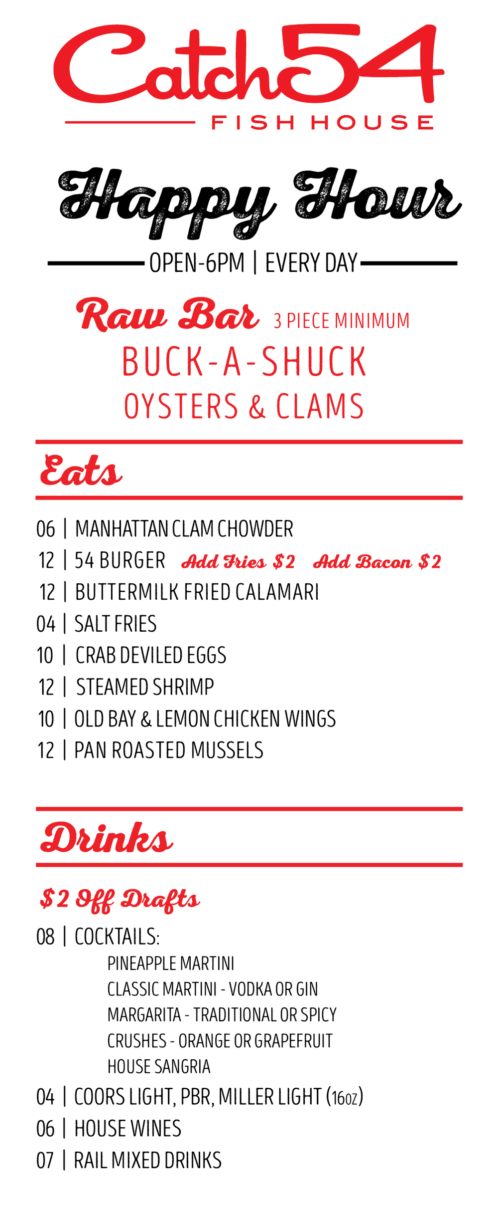 View Our Menu | Seafood Restaurant Fenwick Island | Catch 54