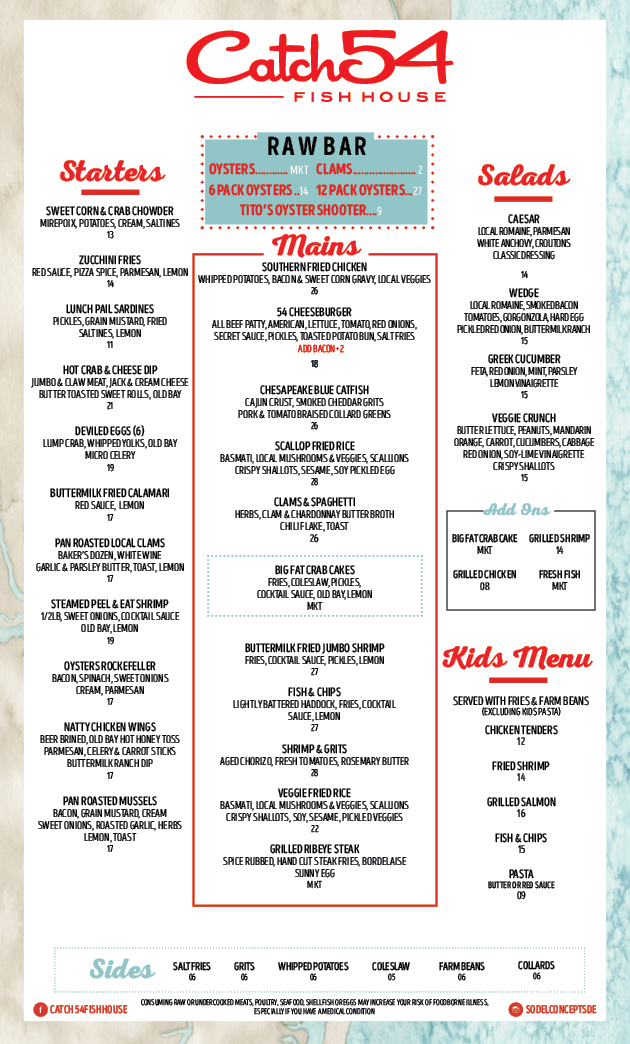 View Our Menu | Seafood Restaurant Fenwick Island | Catch 54