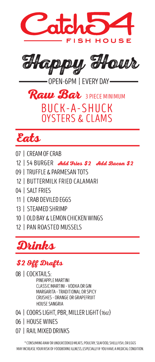 View Our Menu | Seafood Restaurant Fenwick Island | Catch 54