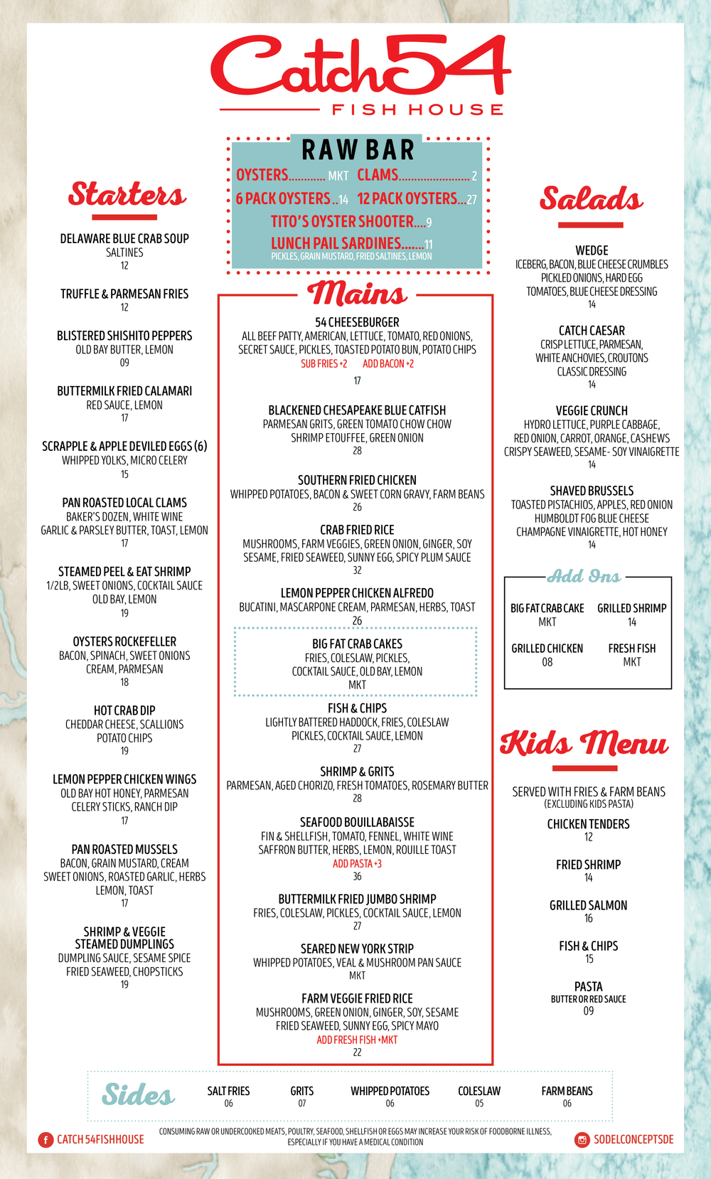 View Our Menu | Seafood Restaurant Fenwick Island | Catch 54