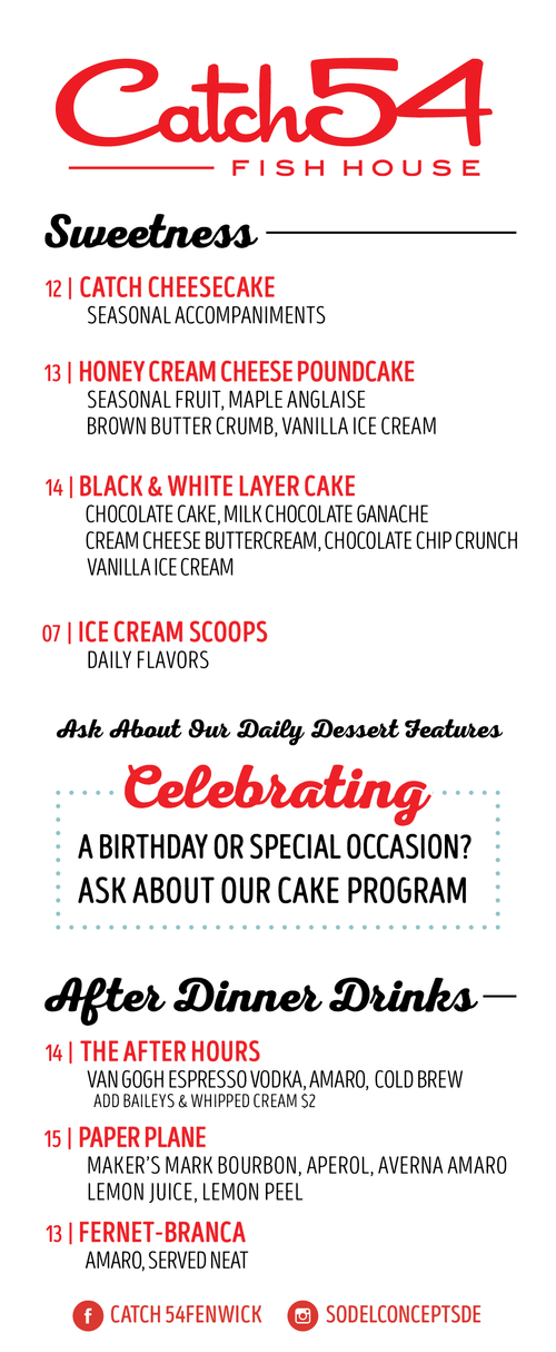 View Our Menu | Seafood Restaurant Fenwick Island | Catch 54