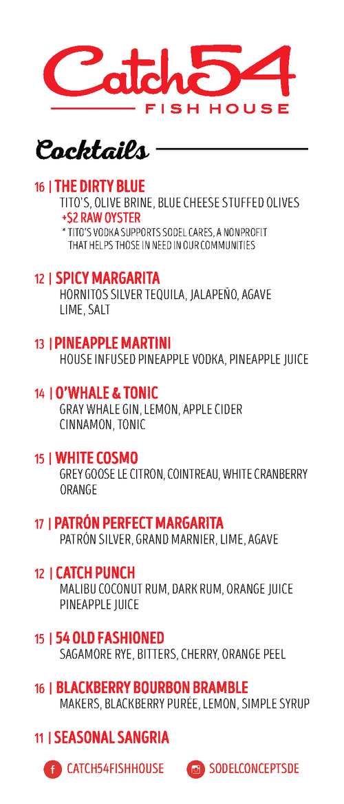 View Our Menu | Seafood Restaurant Fenwick Island | Catch 54